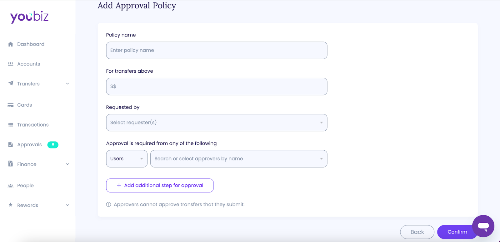 How do I create an approval policy? – YouBiz Help Centre