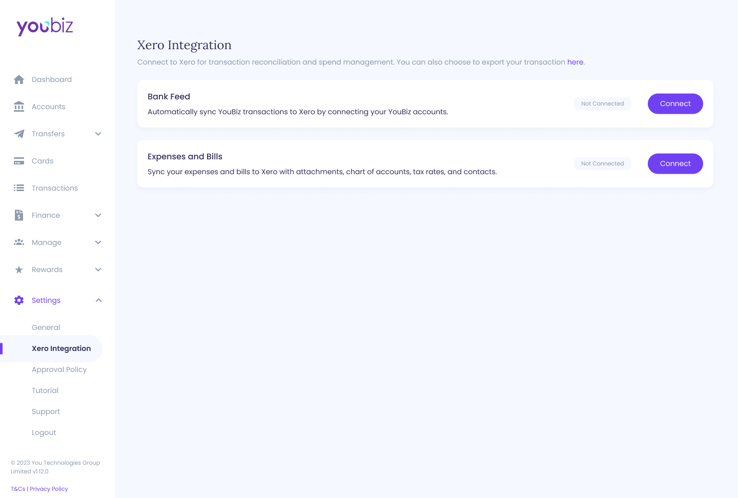 How to set up Xero Expense connection – YouBiz Help Centre