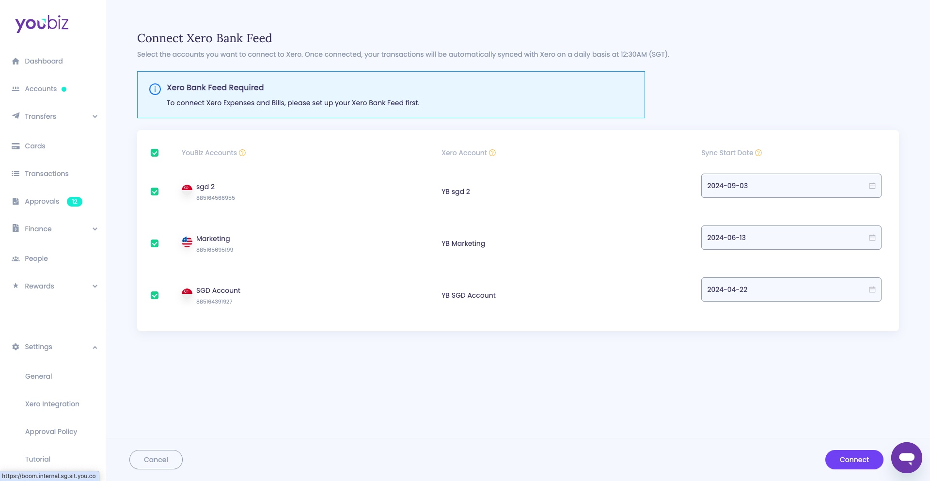 How to set up Xero Expense connection – YouBiz Help Centre