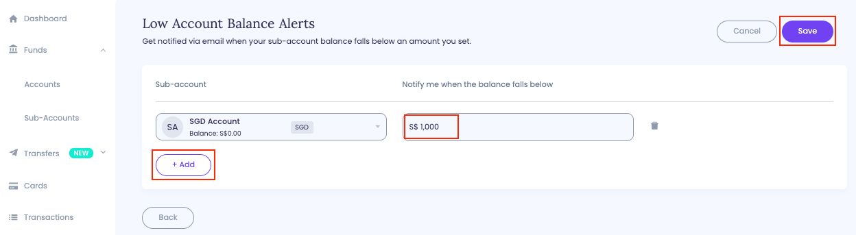 Setting Up Low Account Balance Alerts – YouBiz Help Centre